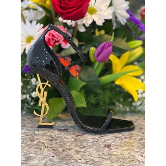Saint Laurent | Shoes | Saint Laurent Ysl Patent Leather Opyum Sandals ...